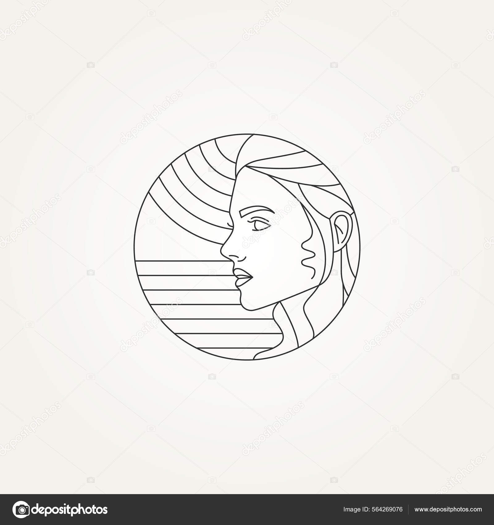 Simple Beautiful Girl Face Line Art Template Vector Illustration Design ...