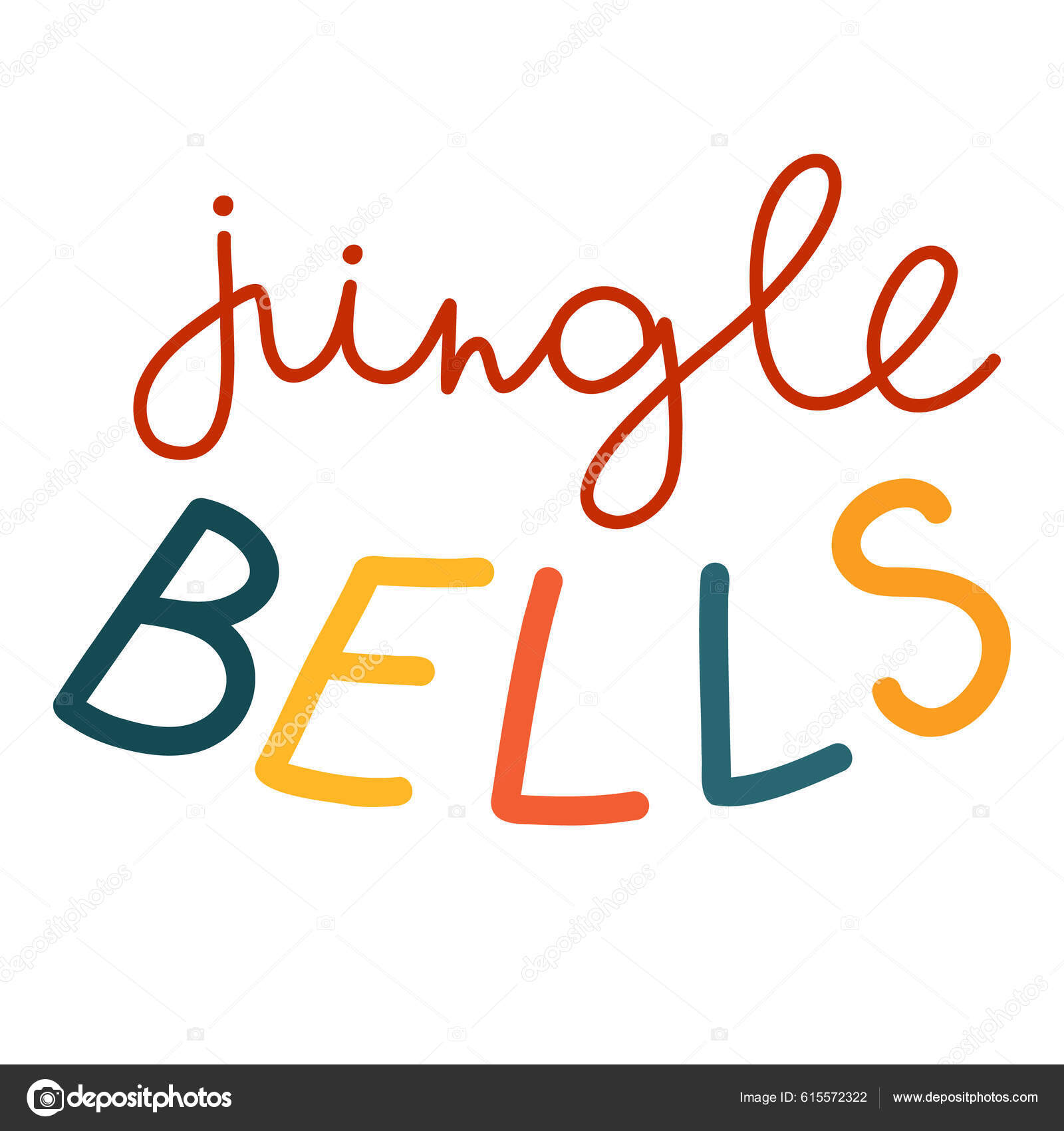Jingle Bells Cute Isolated Vector Lettering Famous Song Popular Holiday ...