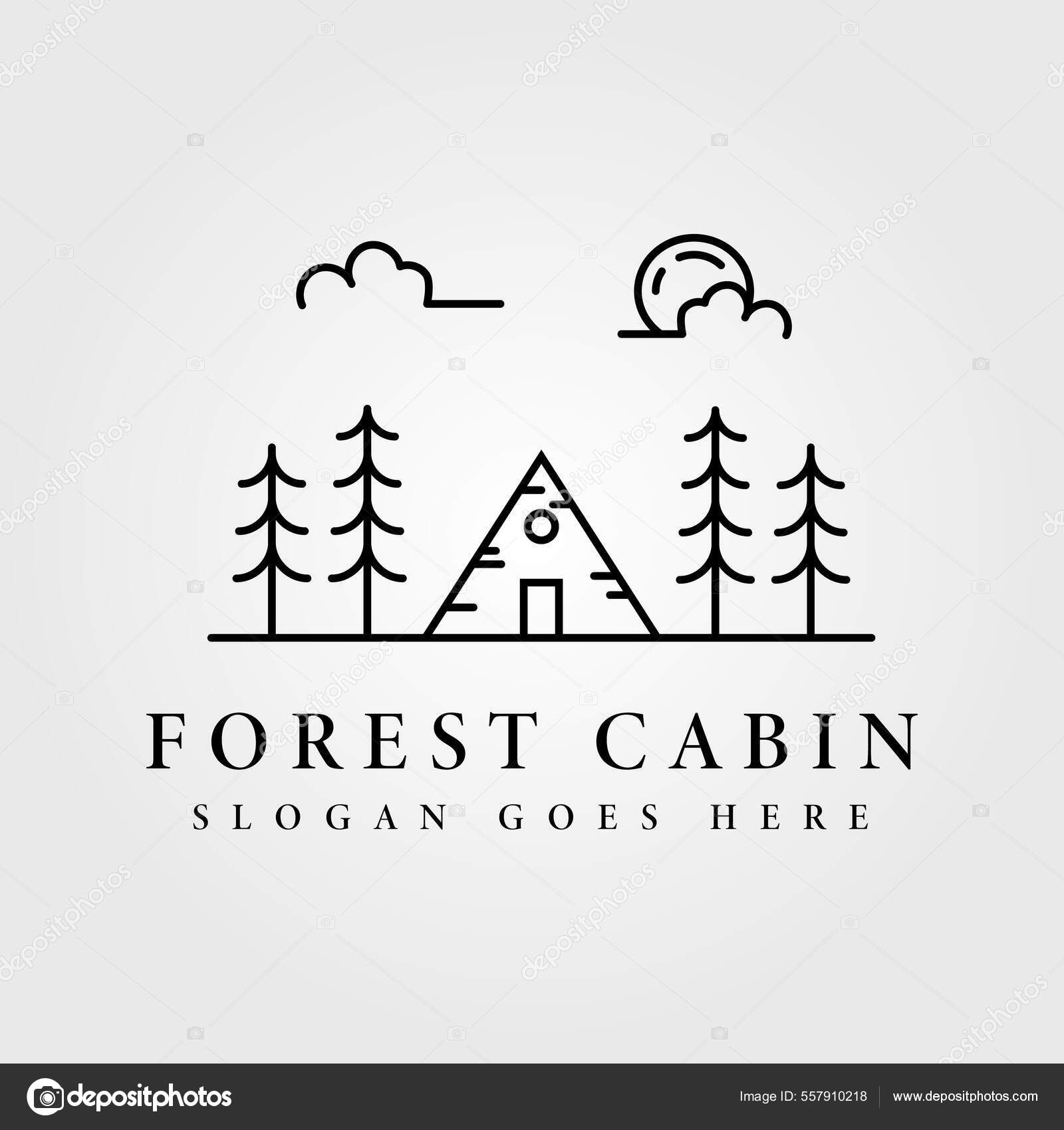 Paisaje Rústico Cabaña Logo Vector Ilustración Diseño Vector de stock ...