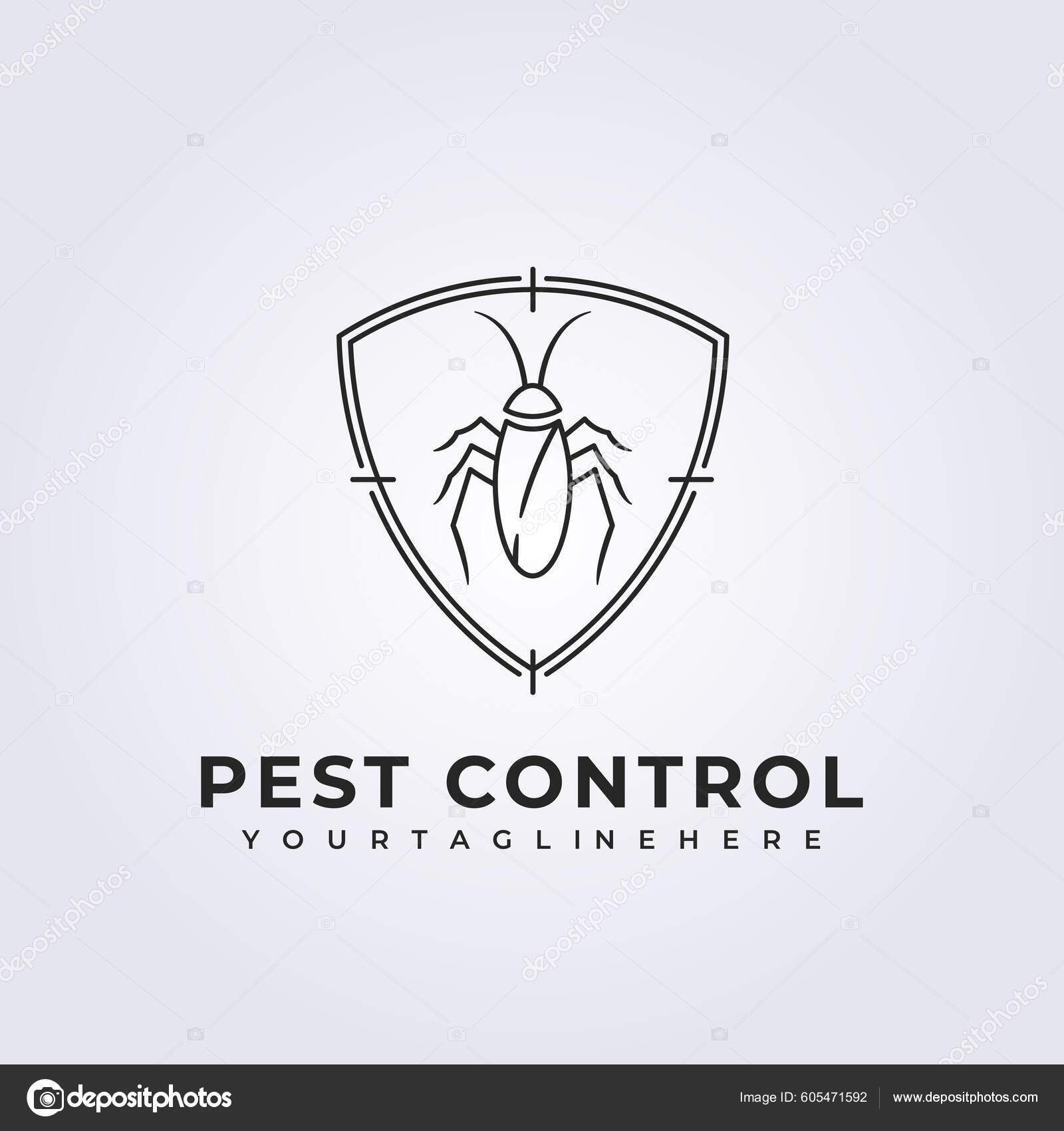 Pest Control Cockroach Insect Logo Vector Minimal Line Illustration ...