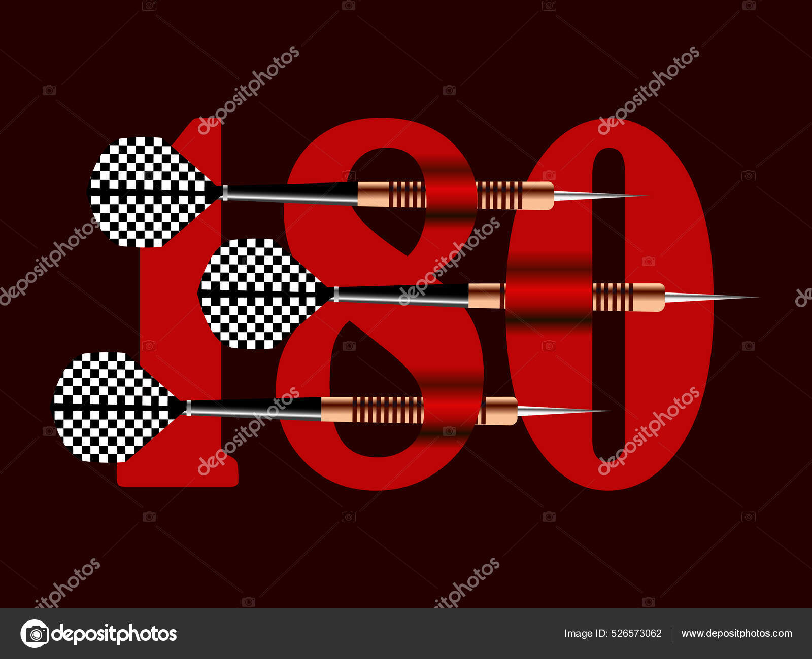 Vector Illustration Image 180 Points Game Darts Form Banner Prints ...