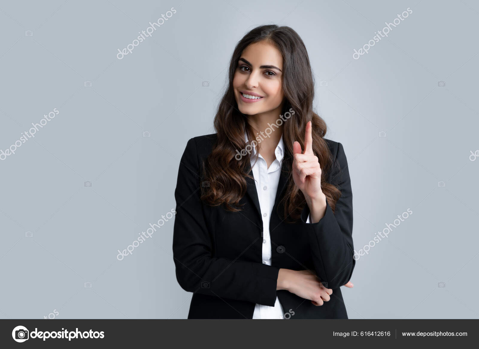 Woman Point Copy Space Showing Copyspace Pointing Promo Girl Showing ...