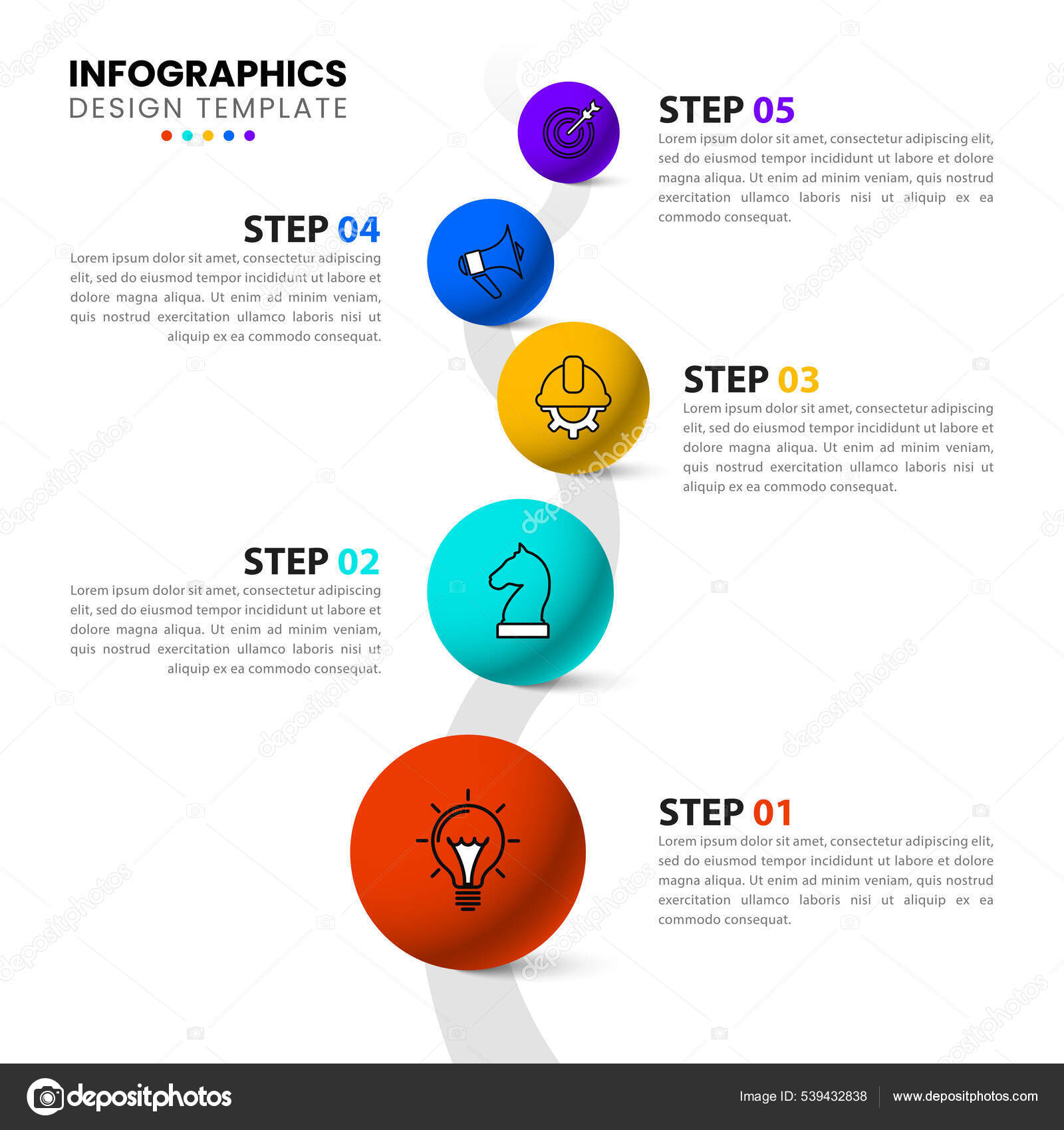 Infographic Template Icons Options Steps Road Can Used Workflow Layout Stock Vector by ...