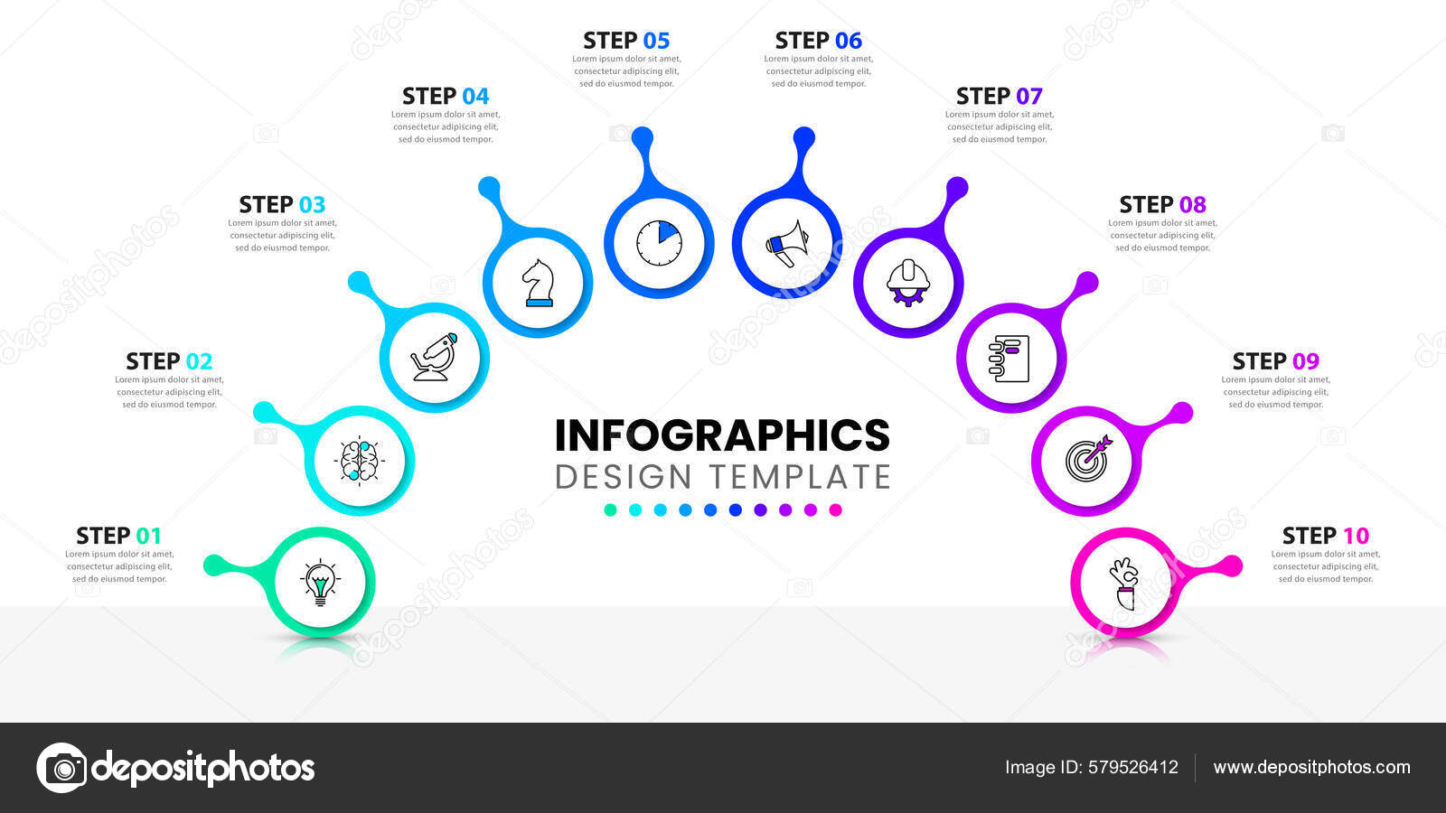 Infographic Template Icons Options Steps Semicircle Can Used Workflow ...