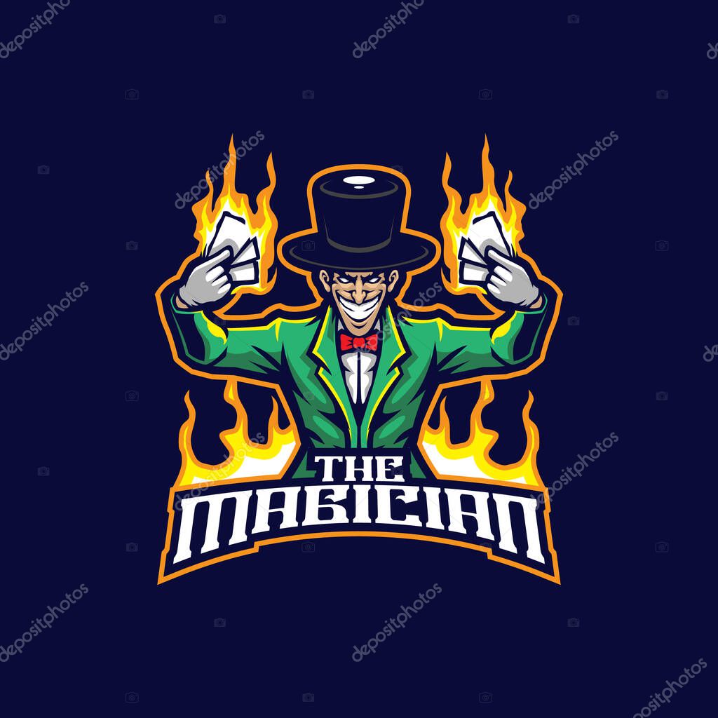 Vector de diseño del logotipo de la mascota del mago con estilo ...