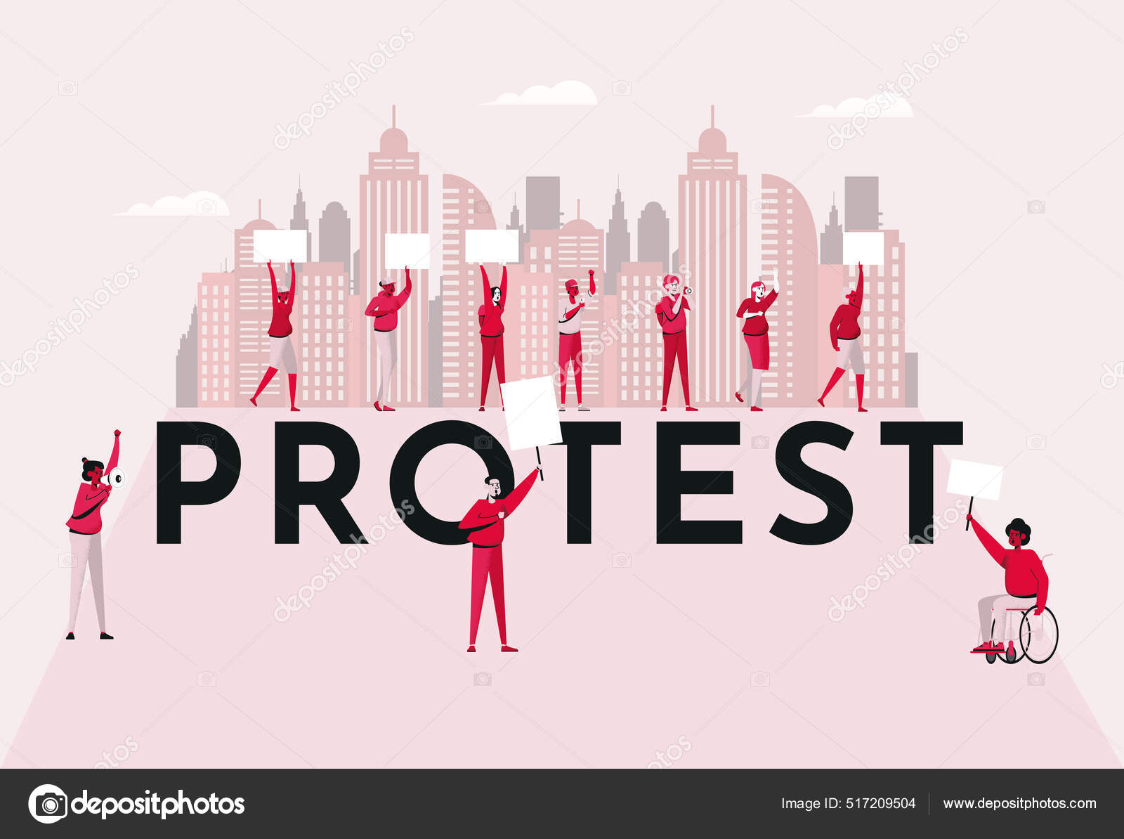 Protest People Activist Concept Banner Society Freedom Stock Vector ...