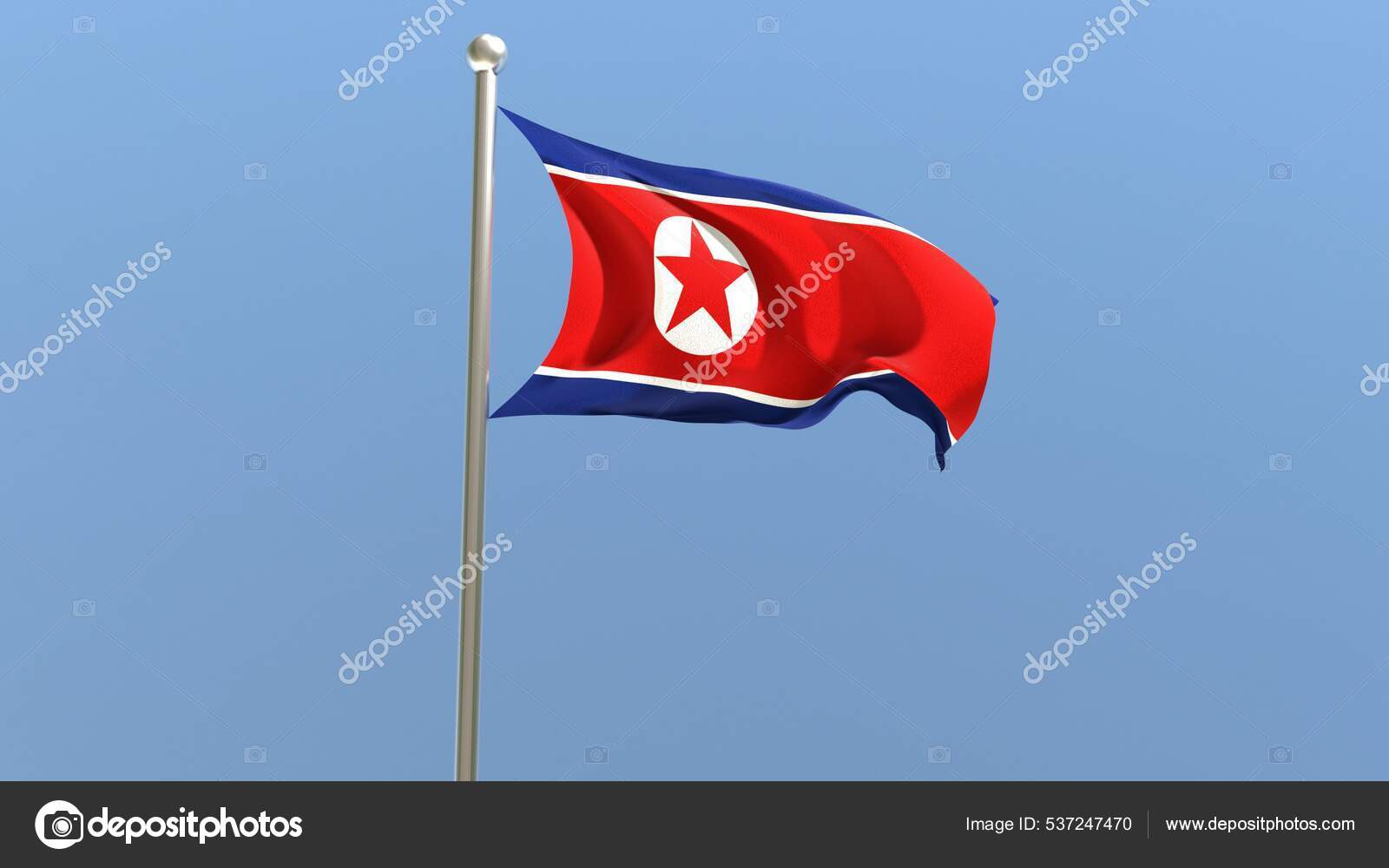 North Korean Flag Flagpole Dprk Flag Fluttering Wind Render — Stock ... North Korean Flag Flagpole Dprk Flag Fluttering Wind Render — Stock ...
