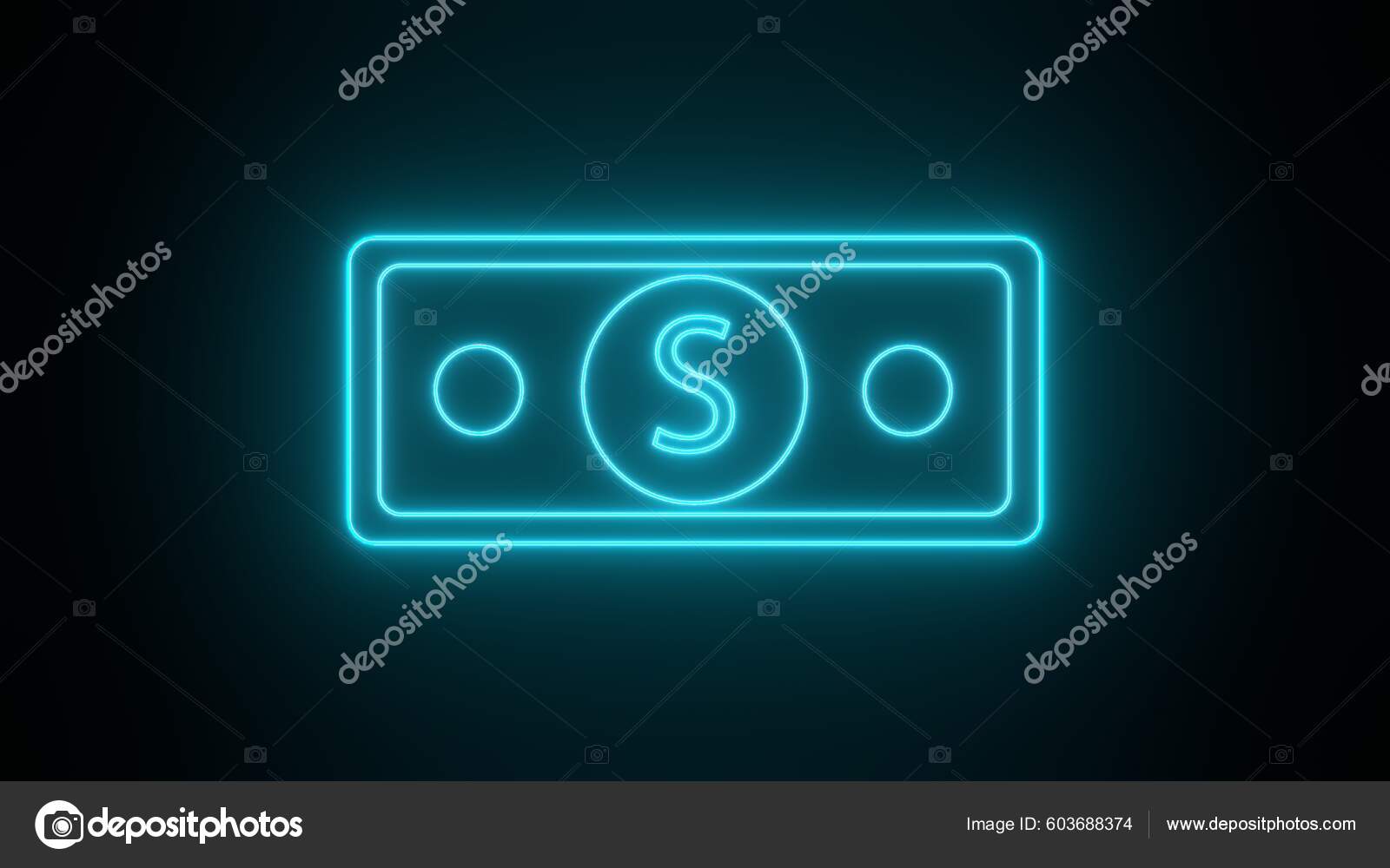 Neon Dollar Banknote Sign Luminous Finance Symbol Usd — Stock Photo ...