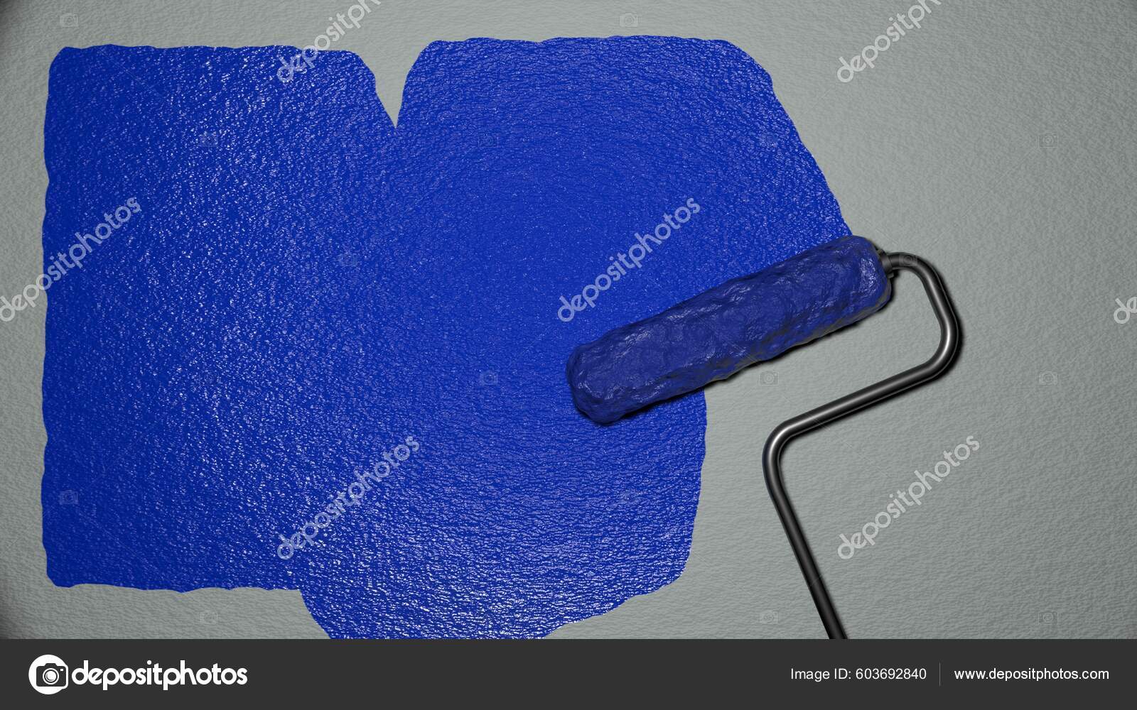 Roller Paints Wall Blue Paint Renovation Concept Wall — Stock Photo ...