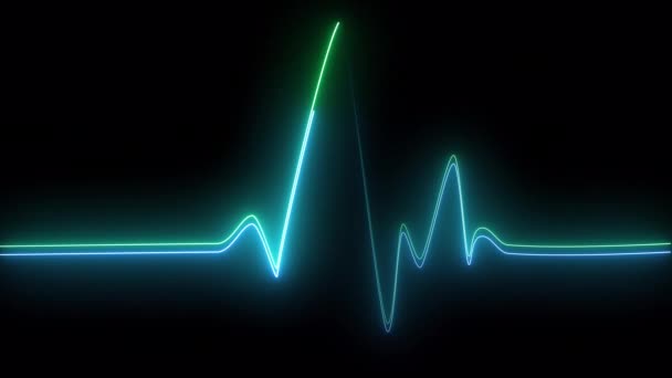 Pulse Animation Heartbeat Cardiogram Black Background Neon Chart ...