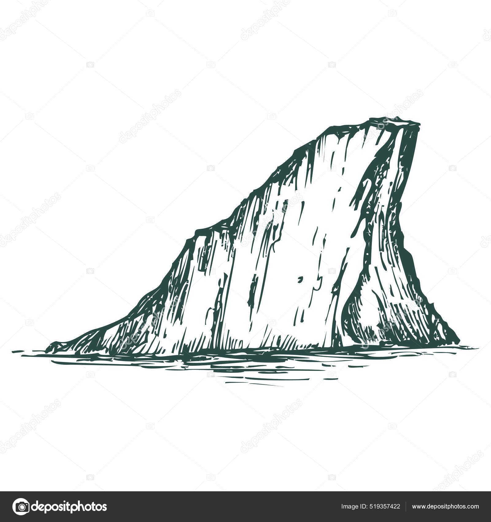 Vector Illustration Iceberg Monochrome Sketch Engraved Style Isolated ...