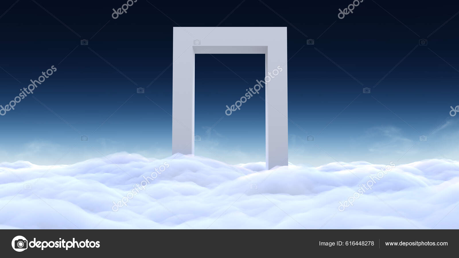 White Square Frame Portal Gate Sky White Clouds Beautiful Abstract ...