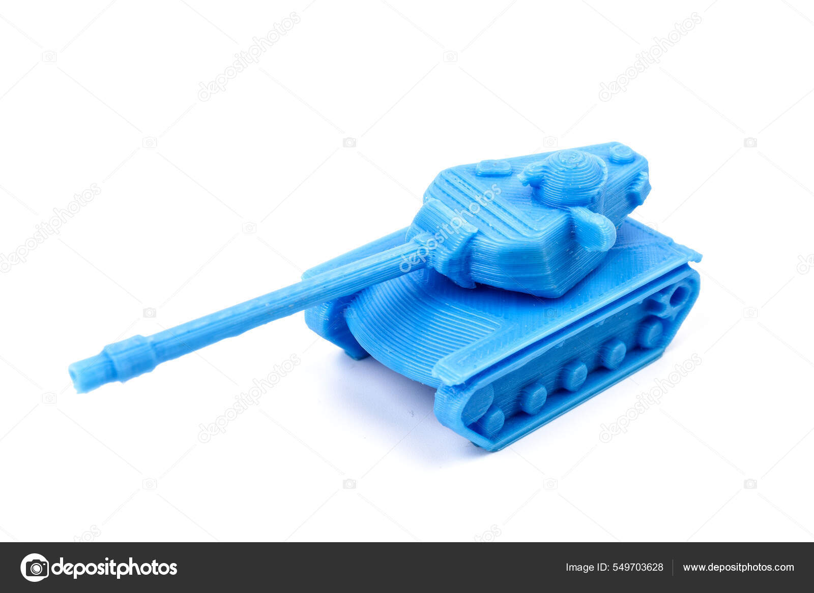 Blue Plastic Tank Toy Side View Isolated White Background Little Stock ...