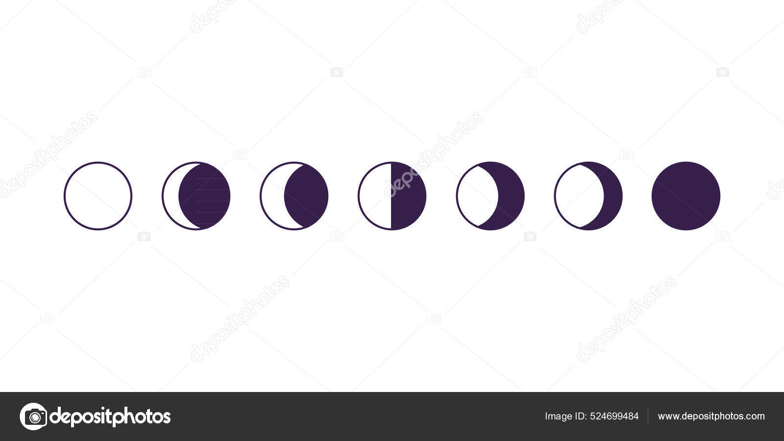 Moon Phases Horizontal Composition Vector Illustration Flat Design ...
