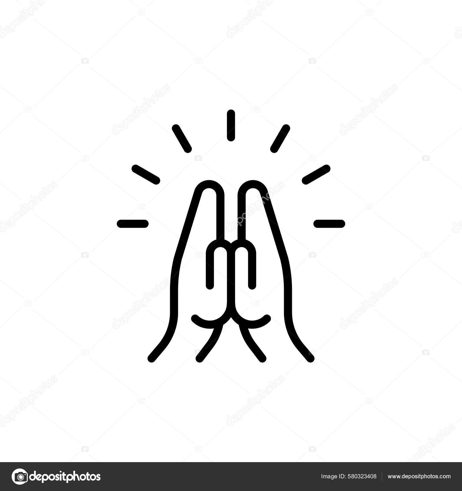 Ikon Tangan Berdoa Garis Besar Hitam Terima Kasih Selamat Datang Vektor ...