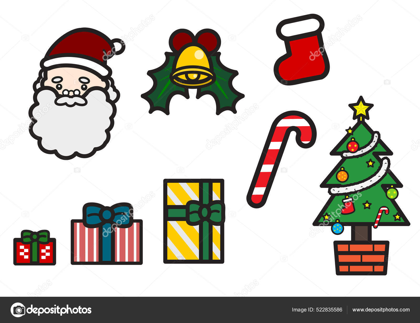 Funny Christmas Illustrations Set Stock Illustration by ©scb13 #522835586