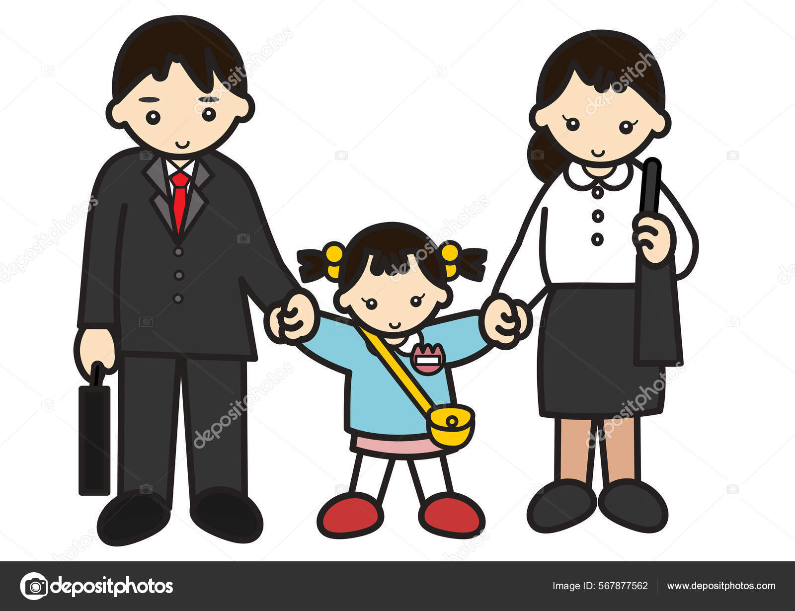 Family Working Parents Daughter Stock Illustration by ©scb13 #567877562
