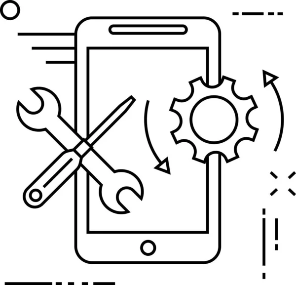 Mobile phone repair icon in outline style — Illustration