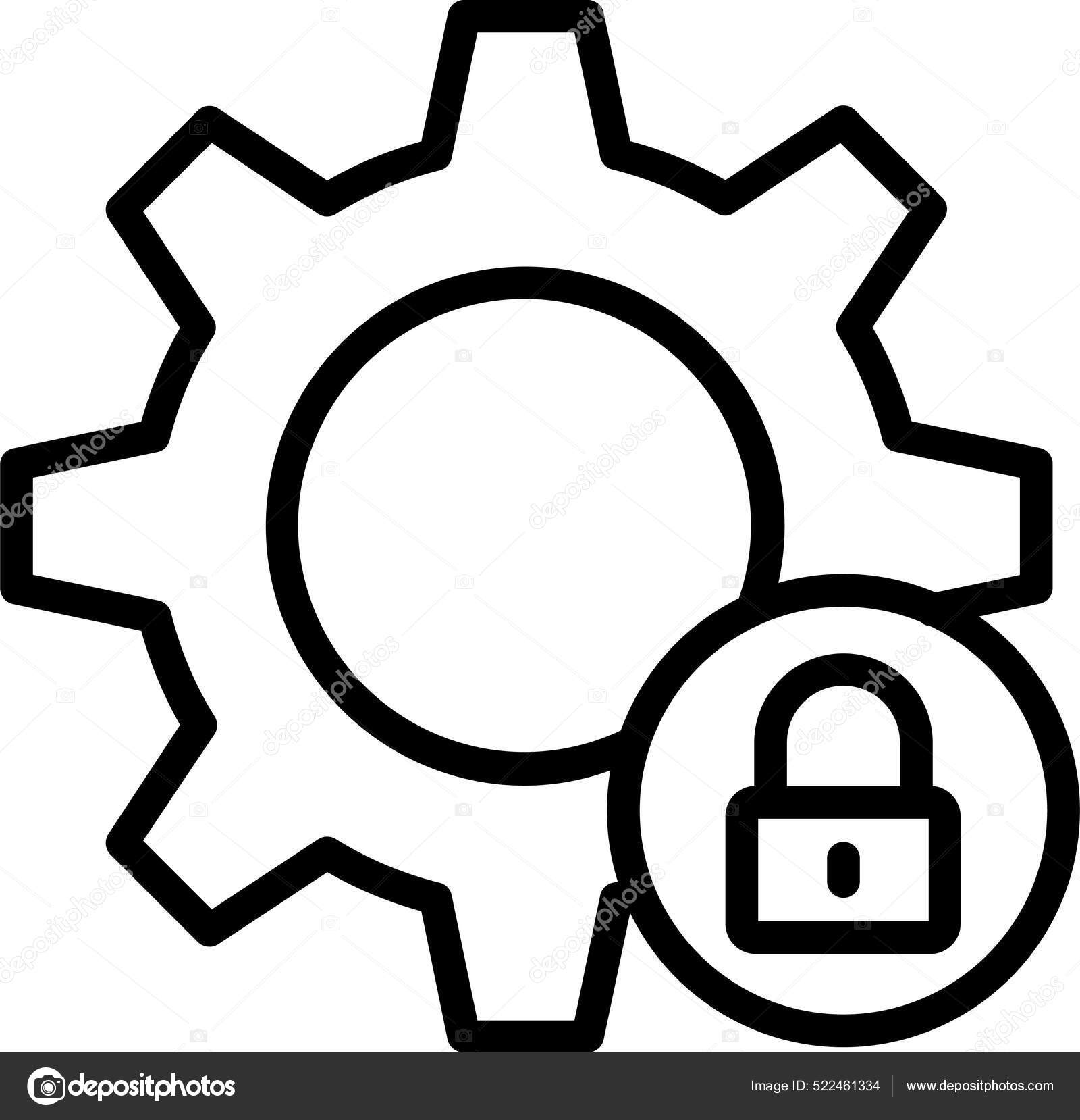 Setting Lock Gear Icon Outline Style Stock Vector by ©iconfinder 522461334