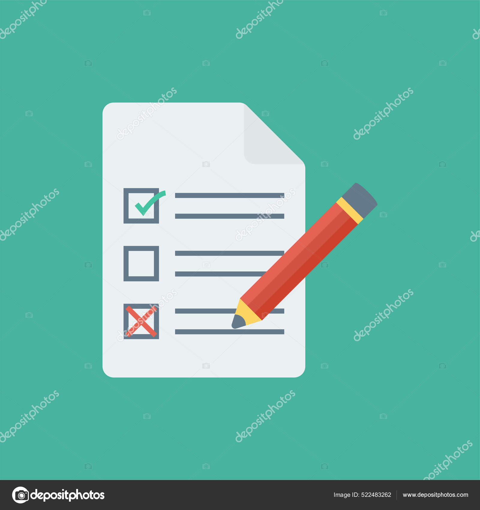 Casilla Verificación Icono Lista Verificación Estilo Plano Vector de ...