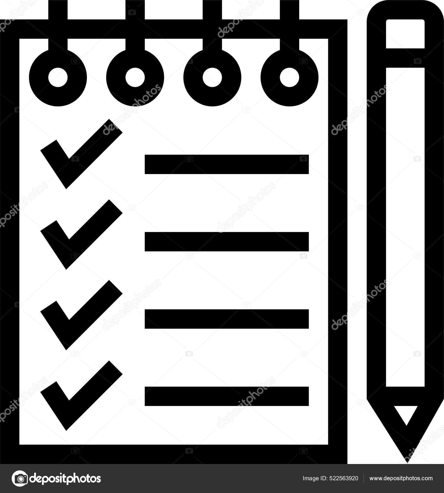 Checklist Icono Marca Documento Estilo Esquema Vector de stock por ...