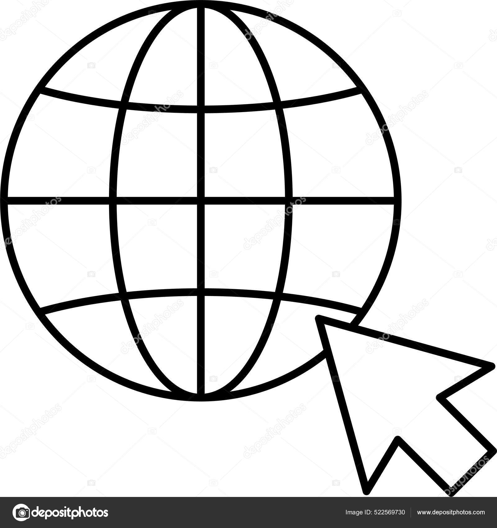 Icono Internet Del Cursor Del Navegador Estilo Esquema Vector de stock ...