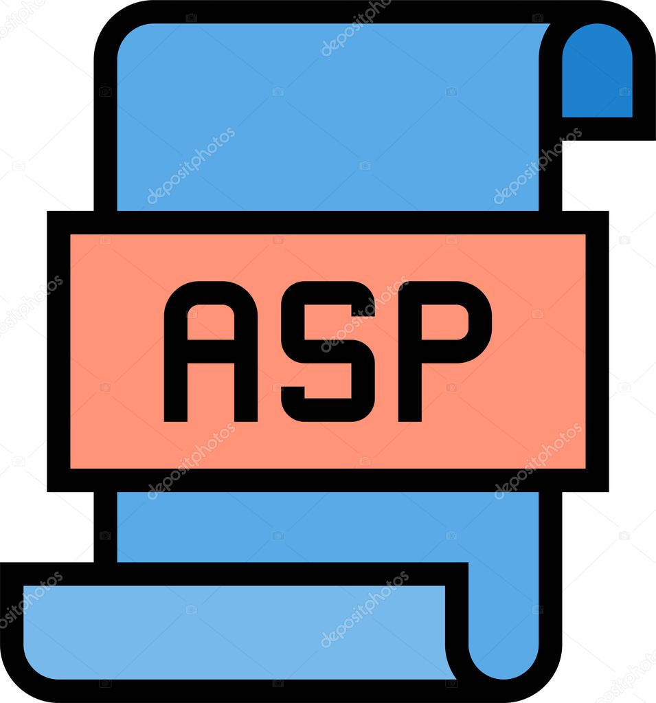 asp icono del documento de archivo en estilo de esquema rellenado 2024