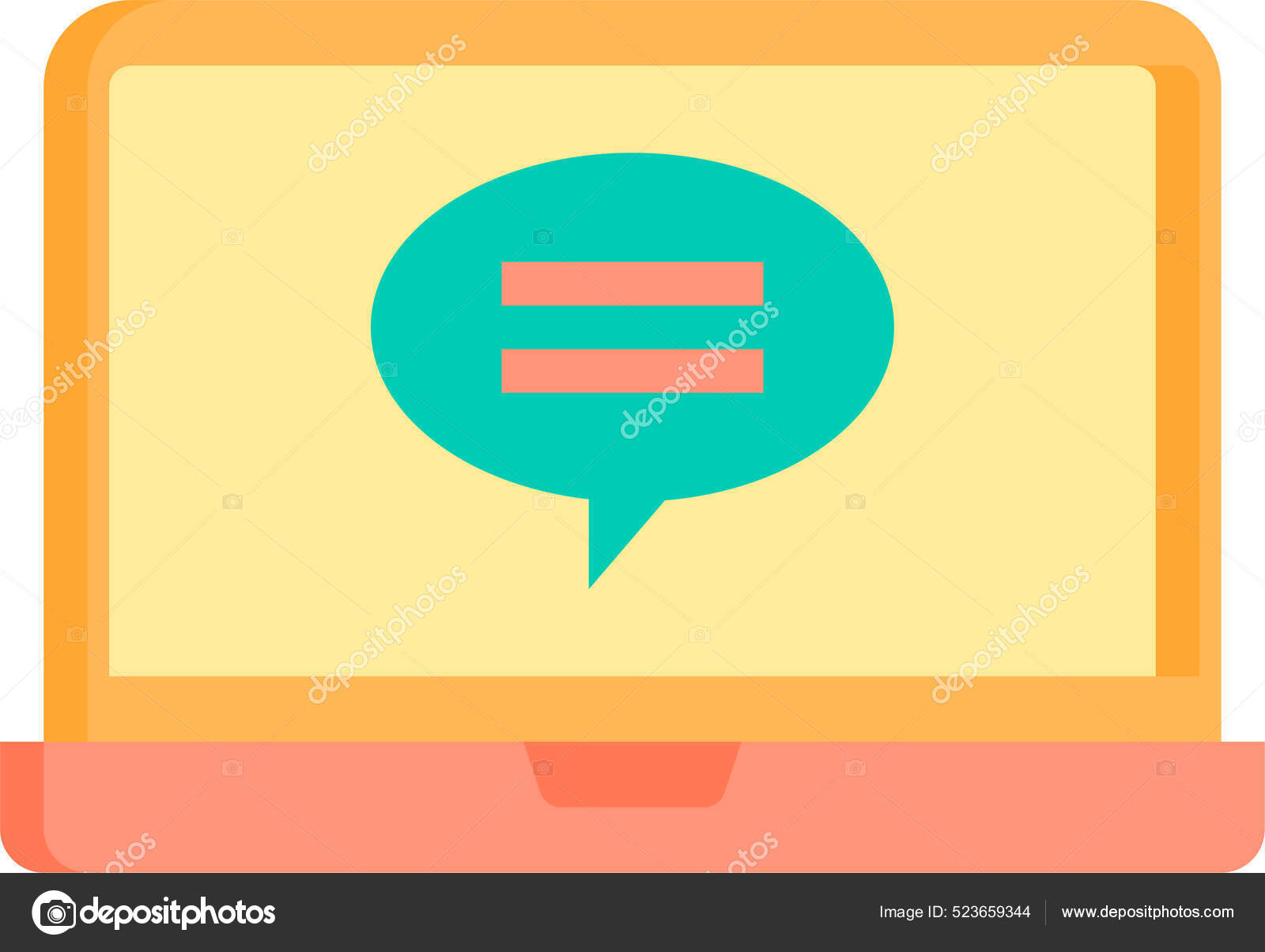 Communication Laptop Message Icon Social Media Category Stock Vector ...