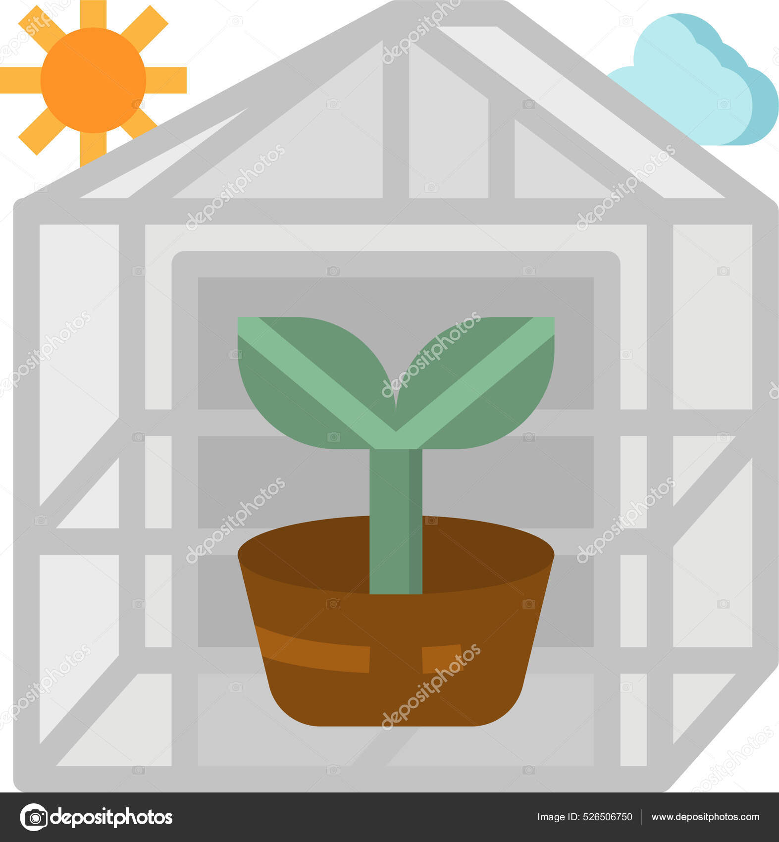 Farming Greenhouses Hightech Icon Flat Style Stock Vector by ...