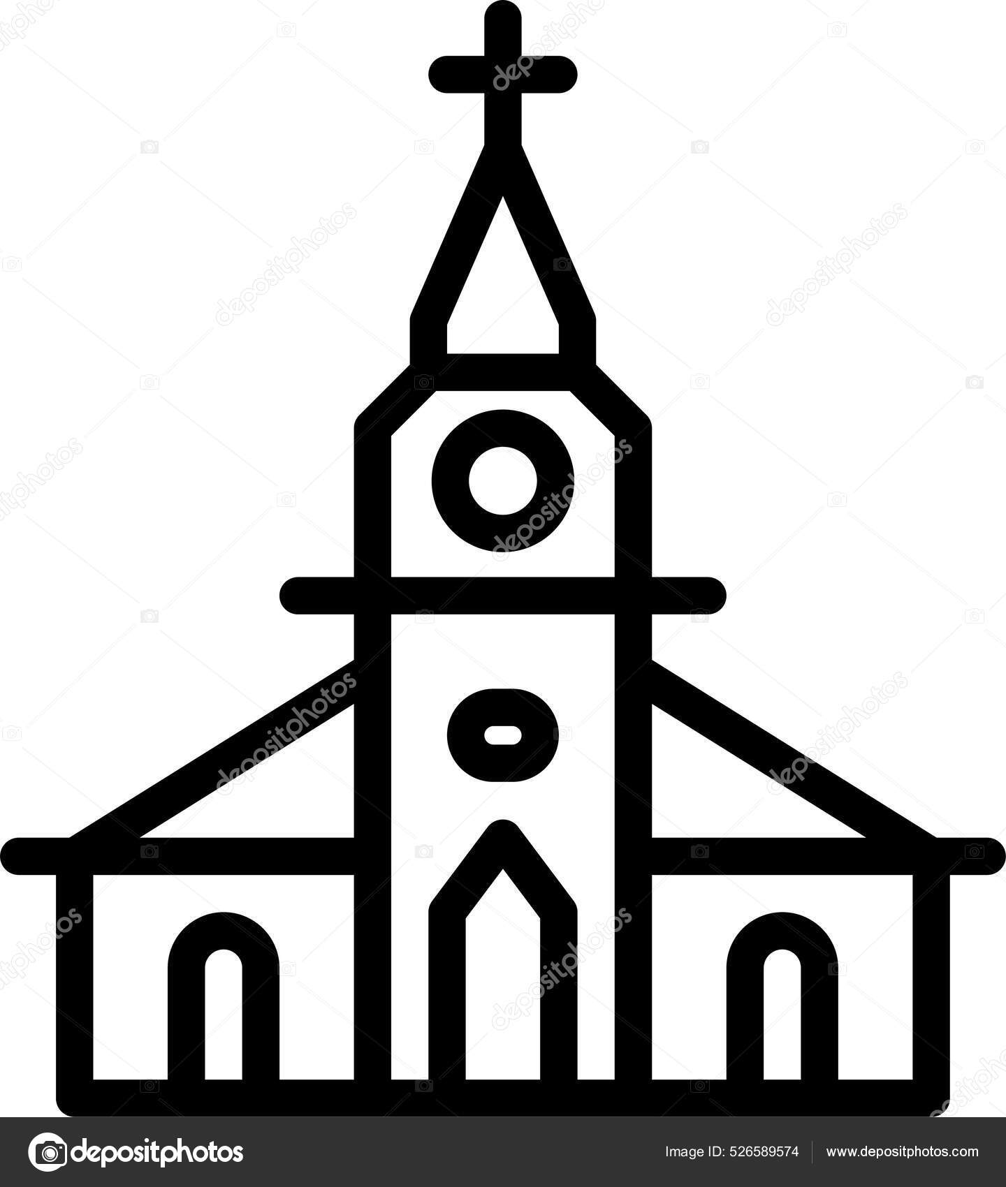 Architecture Chapel Christian Icon Outline Style Stock Vector Image by ...