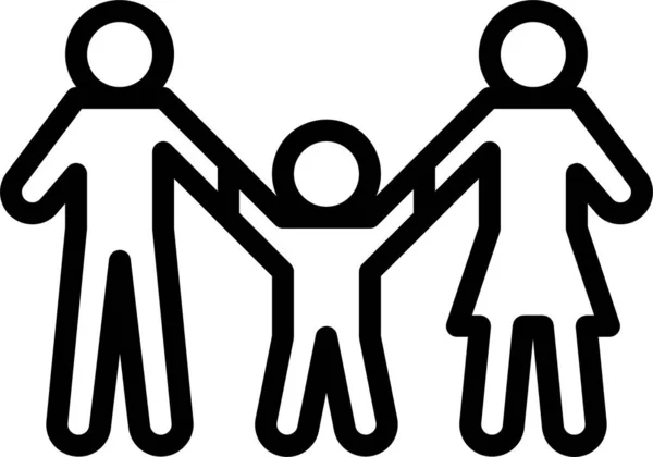 Three Person Family Clipart Outline
