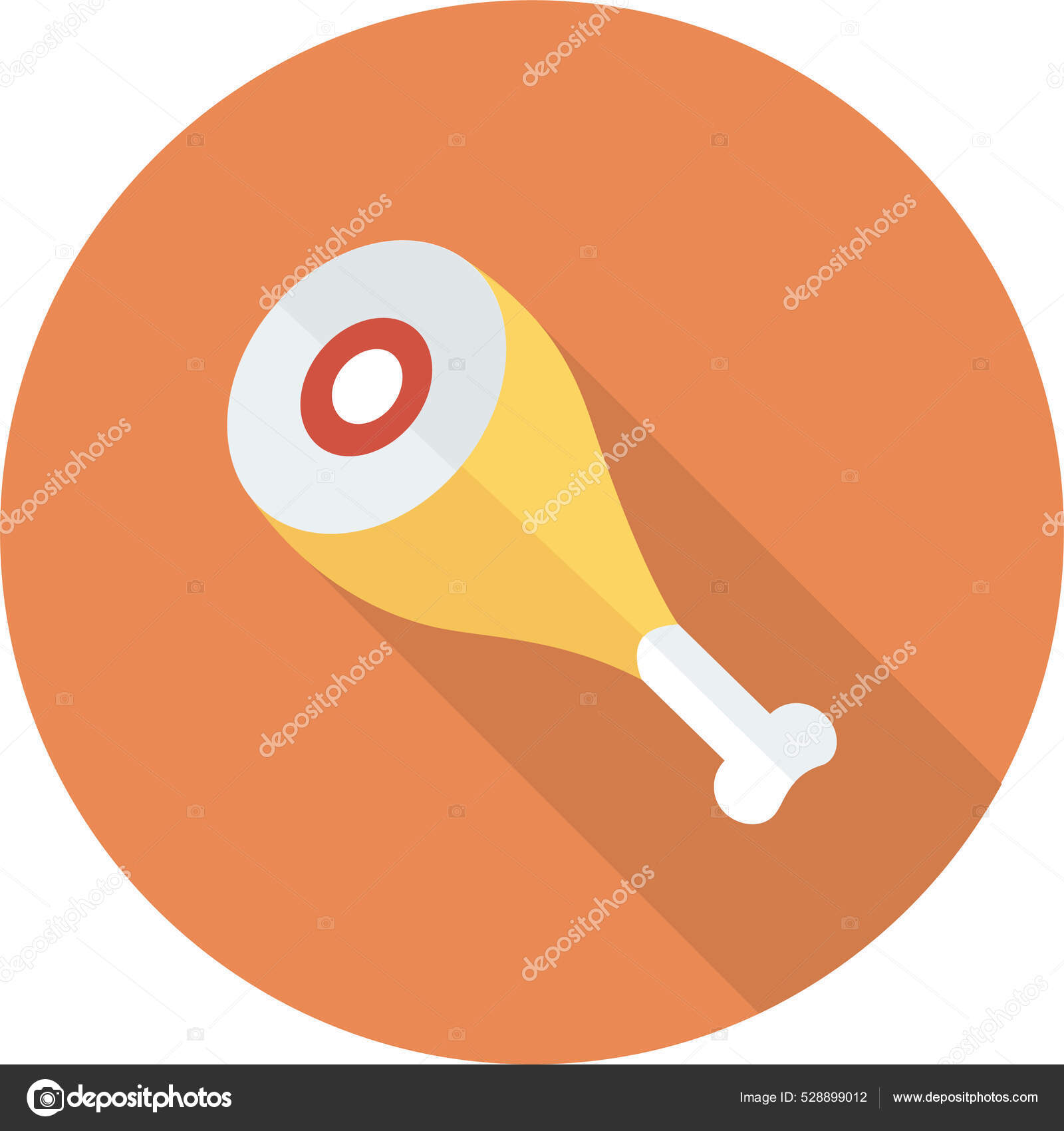 Chicken Chickenleg Chickenpiece Icon Long Shadow Style Stock Vector ...