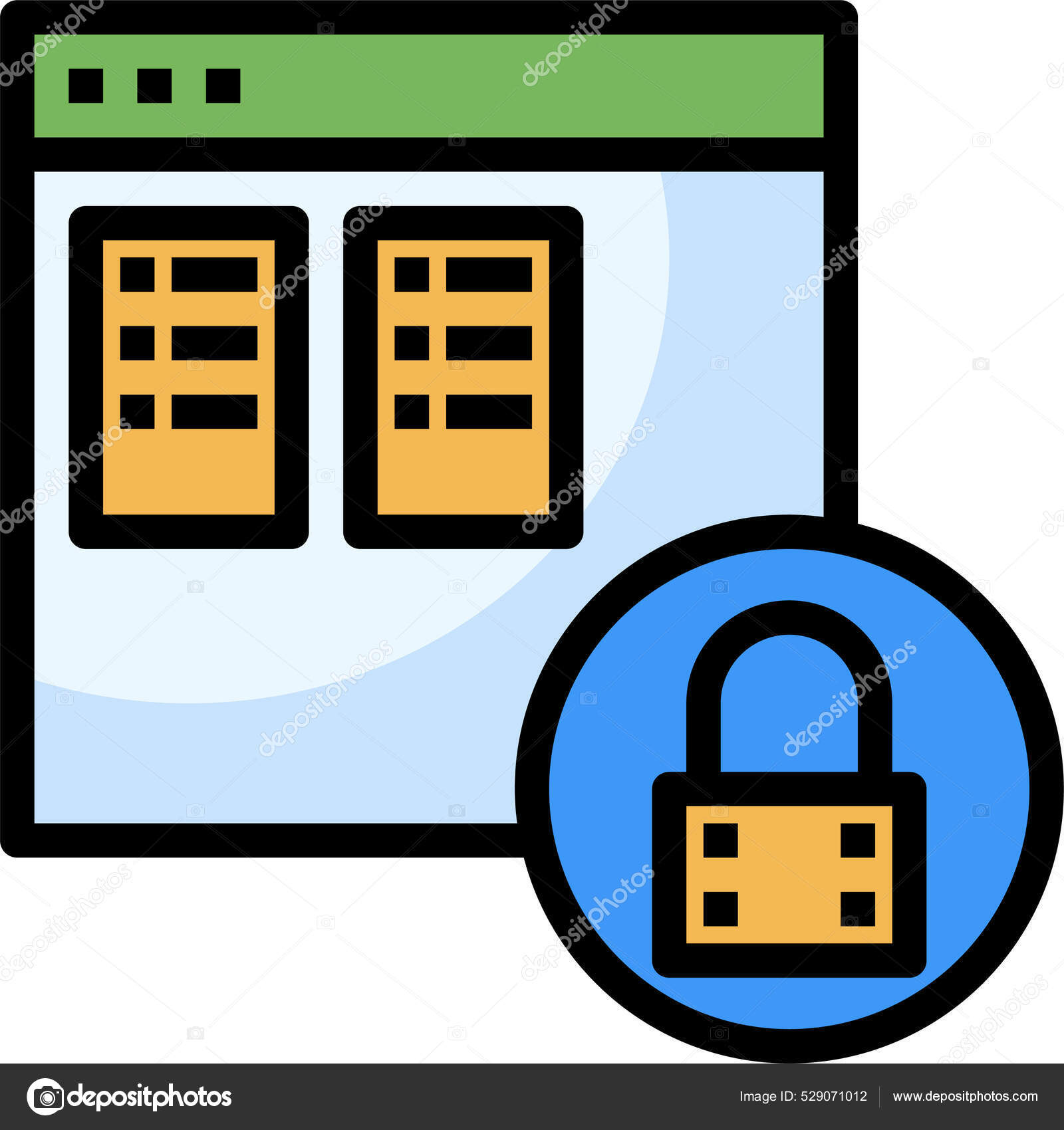 Lock Locked Protected Icon Filled Outline Style Stock Vector by ©iconfinder 529071012