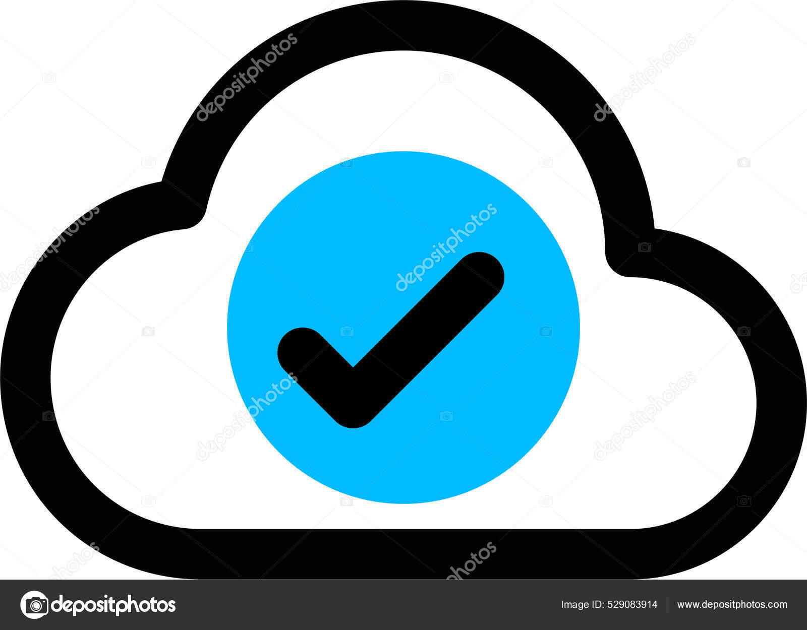 Aprobar Icono Completo Nube Estilo Contorno Lleno Vector de stock ...