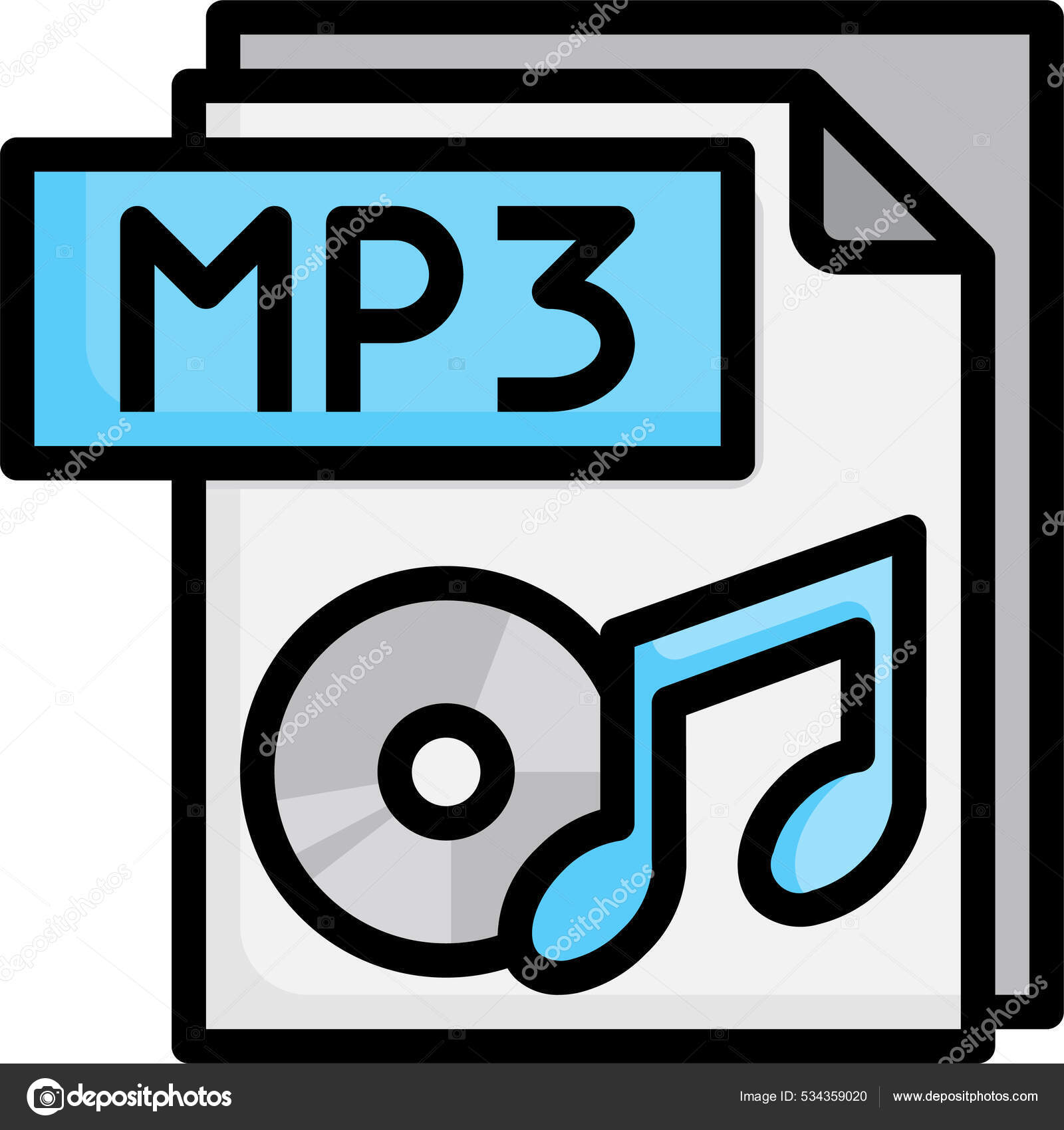 Icono Carpeta Archivo Mp3 Estilo Contorno Lleno Vector de stock ...