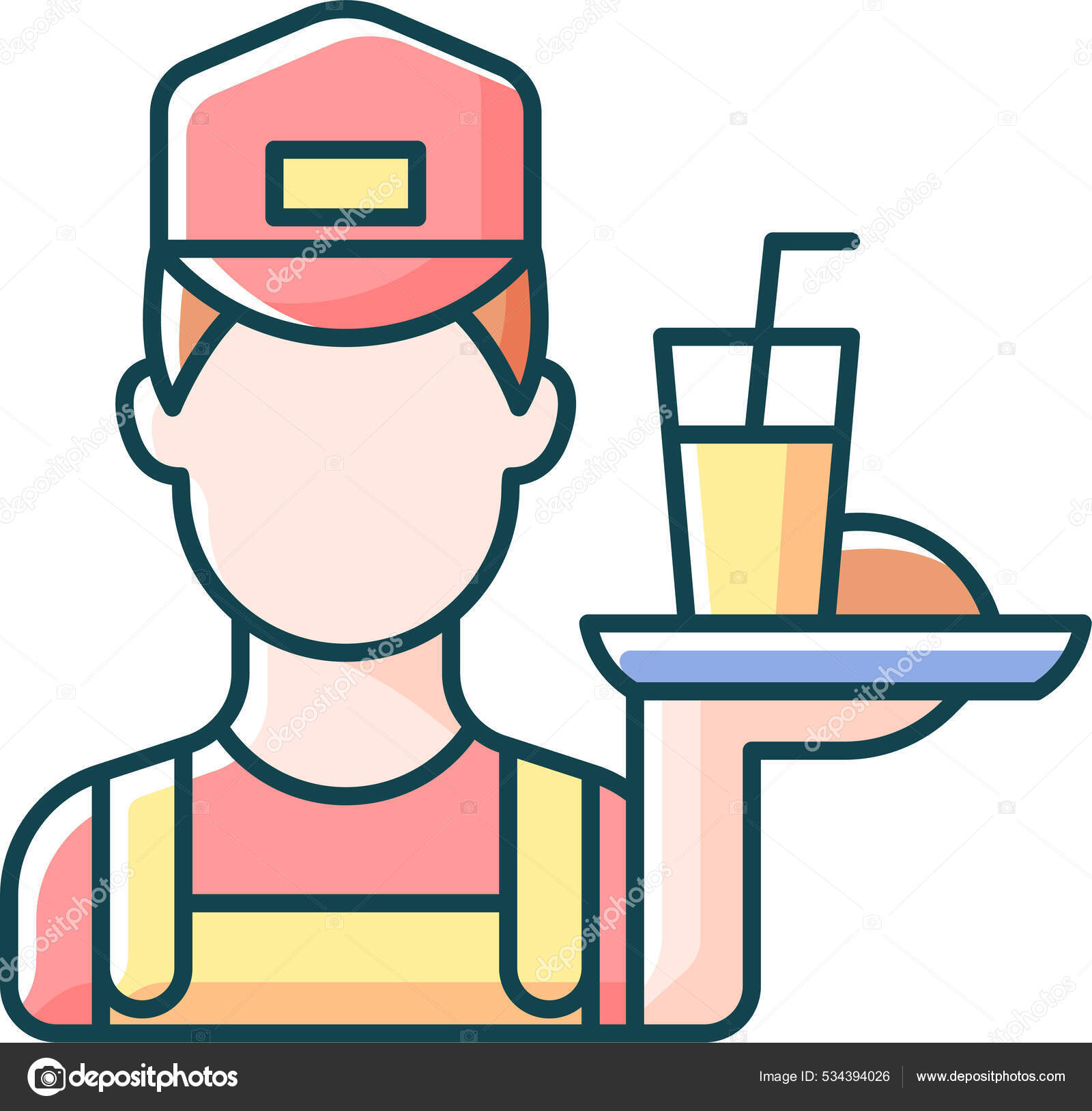Fast Food Working Staff Icon Filled Outline Style Stock Vector Image by ...