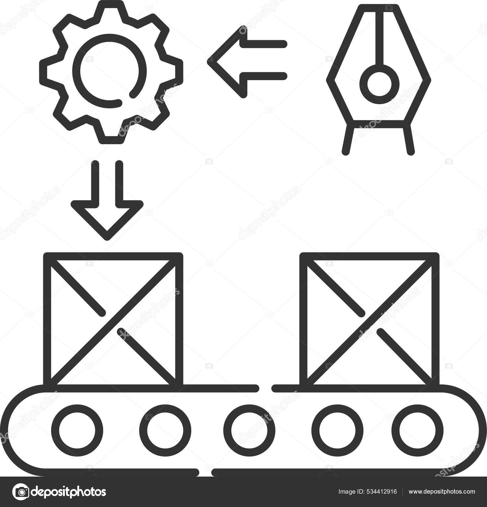 Flujo Continuo Flujo Continuo Icono Cinta Transportadora Icono Vector ...