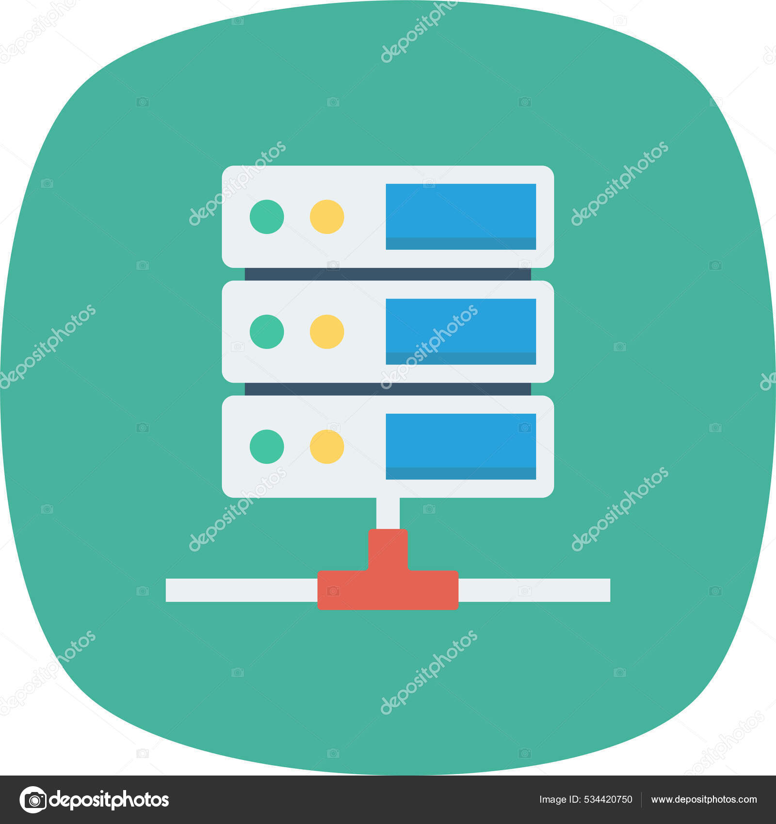 Connect Network Server Icon Flat Style Stock Vector by ©iconfinder ...