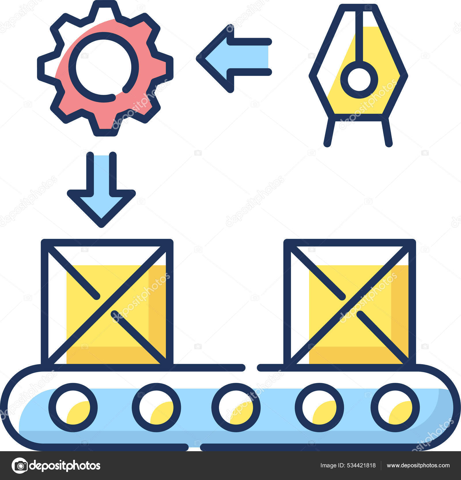 Flujo Continuo Icono Fabricación Flujo Continuo Icono Vector de stock ...