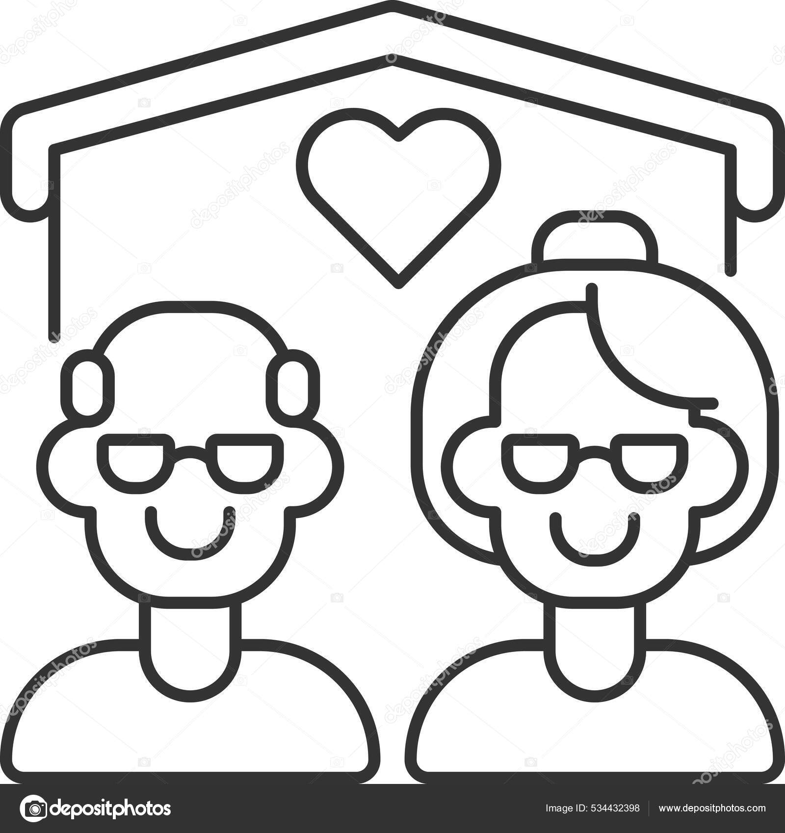 Elderly People Senior Retirement Icon Outline Style Stock Vector by ...