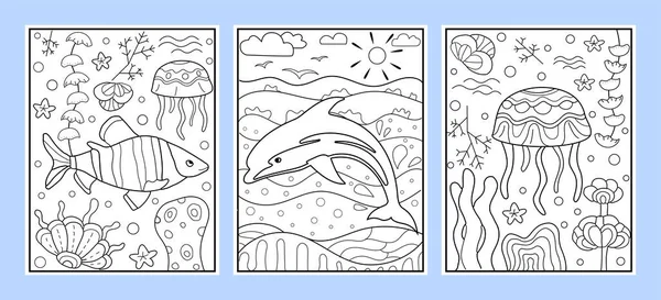 Hand Drawn Shape Coloring Page Kids Adults Summer Beach Sea Stock ...