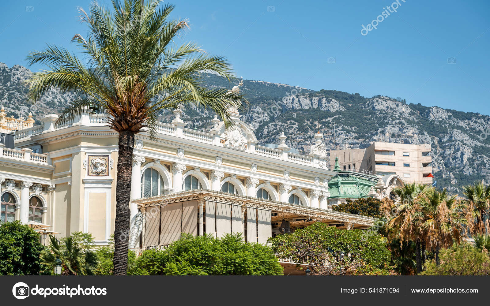Restaurant Monte Carlo Monaco Facade Hills Background Greenery Stock ...