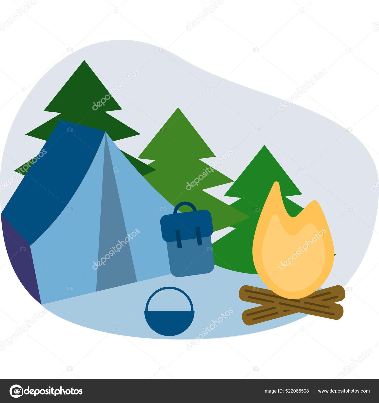 Camp bonfire in forest vector logo icon Stock Vector Image by ...