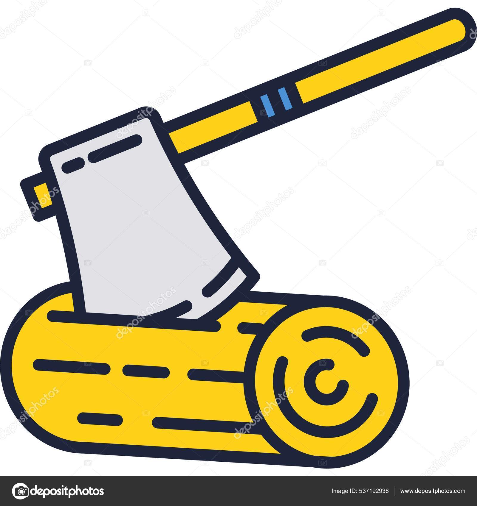 Ax in log icon vector wood tree stump with axe Stock Vector by ...