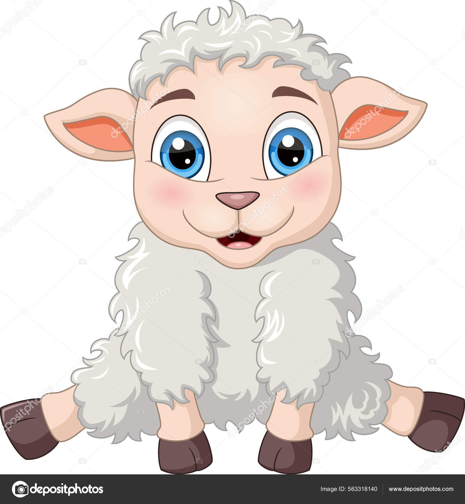 Vektor Ilustrasi Lucu Bayi Domba Kartun Duduk Vektor Stok oleh ©artnovi ...