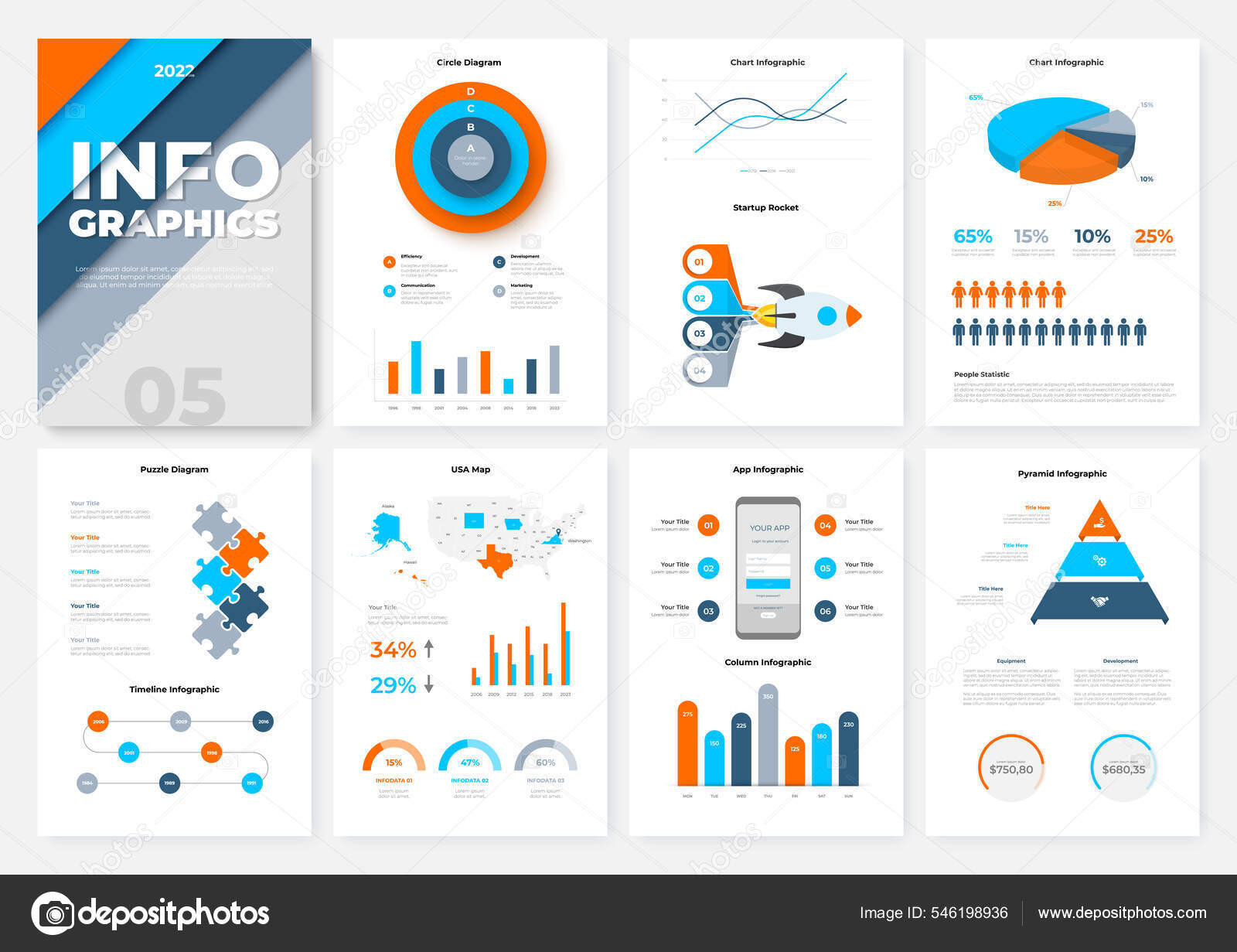 Image vectorielle Modèle de brochure infographique. Pages A4 avec ...