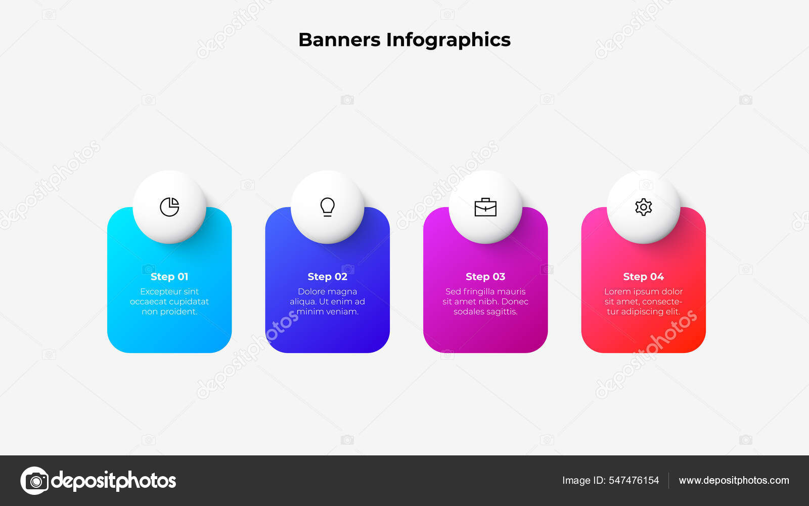 Four banners with circles placed in horizontal row. Concept of 4 stages ...