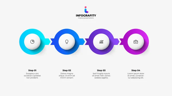 Four banners with circles placed in horizontal row. Concept of 4 stages ...