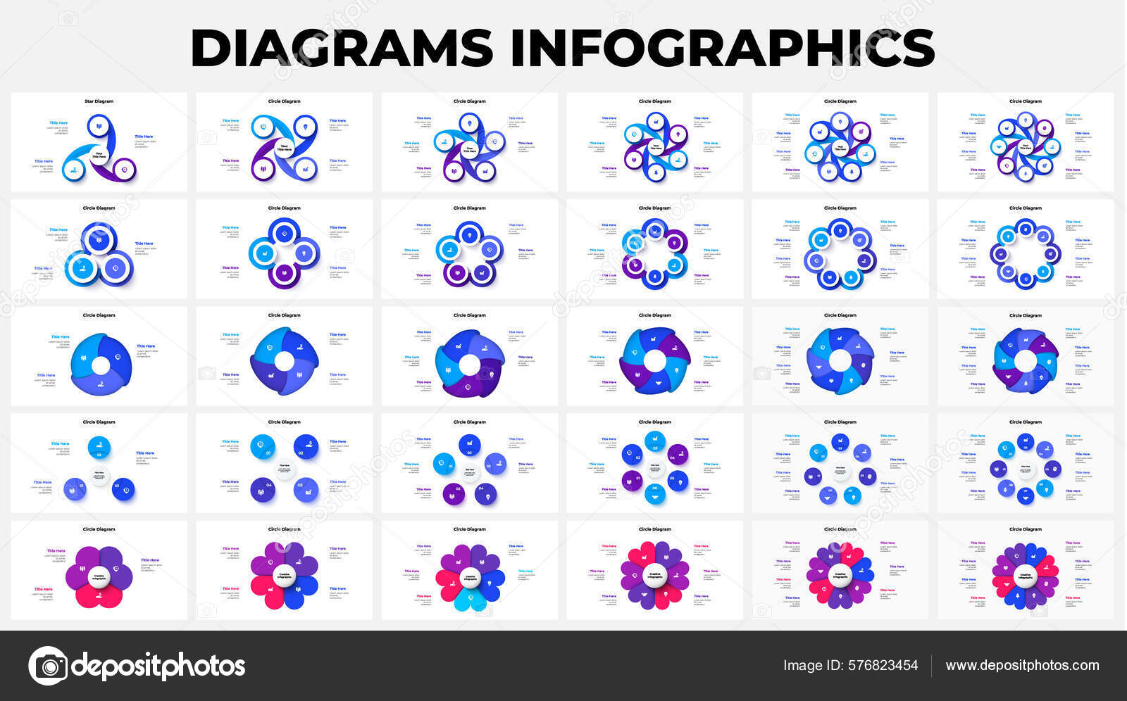 Vektorová Infografika Velká Sada Cyklických Diagramů Možnostmi Šablona Pro Obchodní Stock Vektor ...