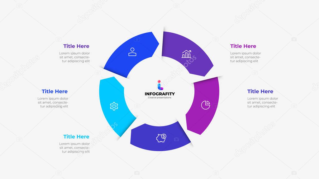 Diagrama de flechas de ciclo con 5 opciones o pasos. Diapositiva para presentaci n de negocios ...